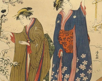 Japanese Ukiyo-e Woodblock Print Kiyonaga women in | Etsy