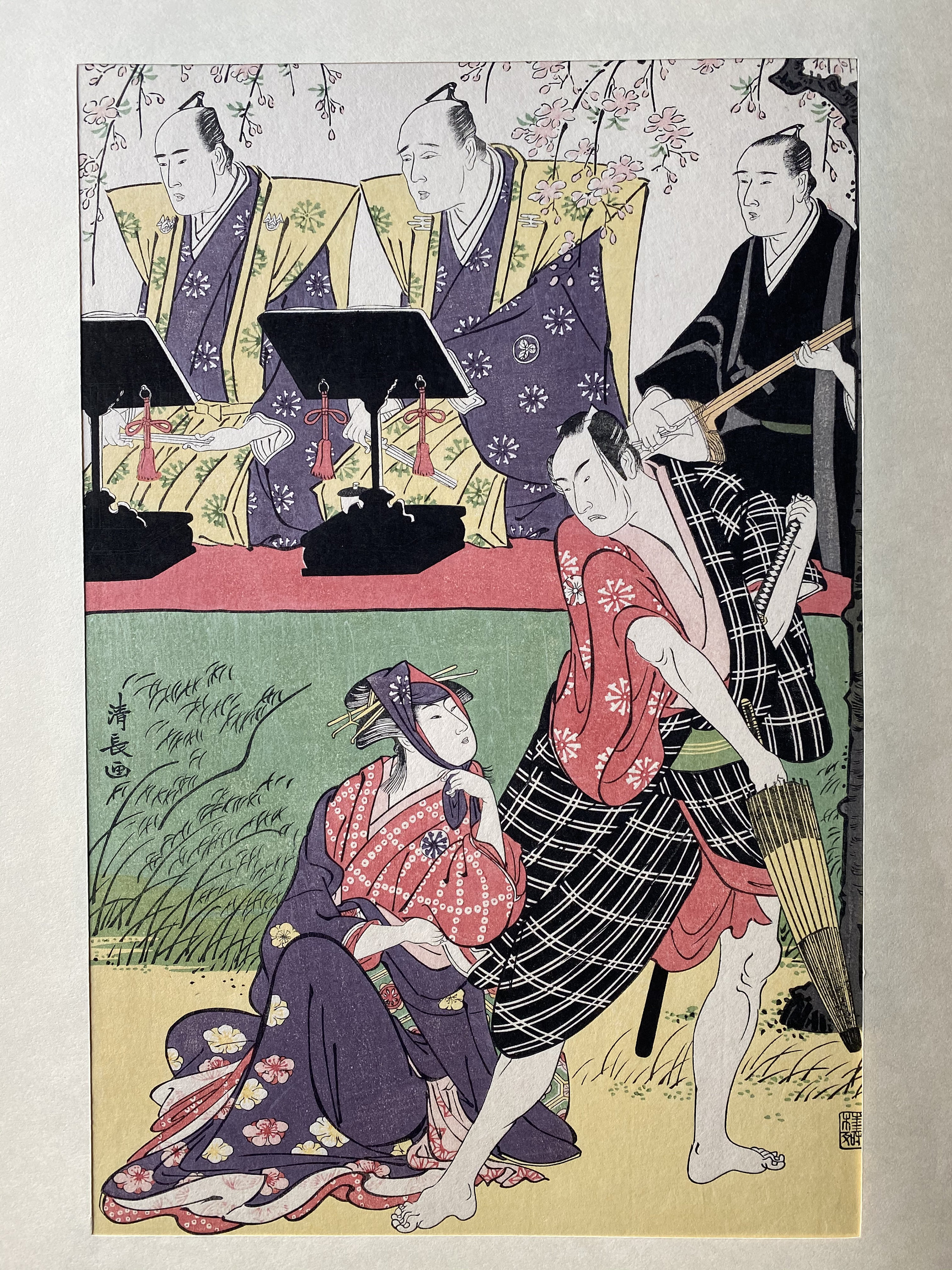 Japanese Ukiyo-e Woodblock Print, Torii Kiyonaga, "the Actors Mimasu ...