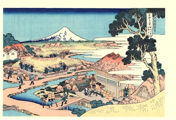 Japanese Ukiyo-e Woodblock Print Hokusai tea | Etsy