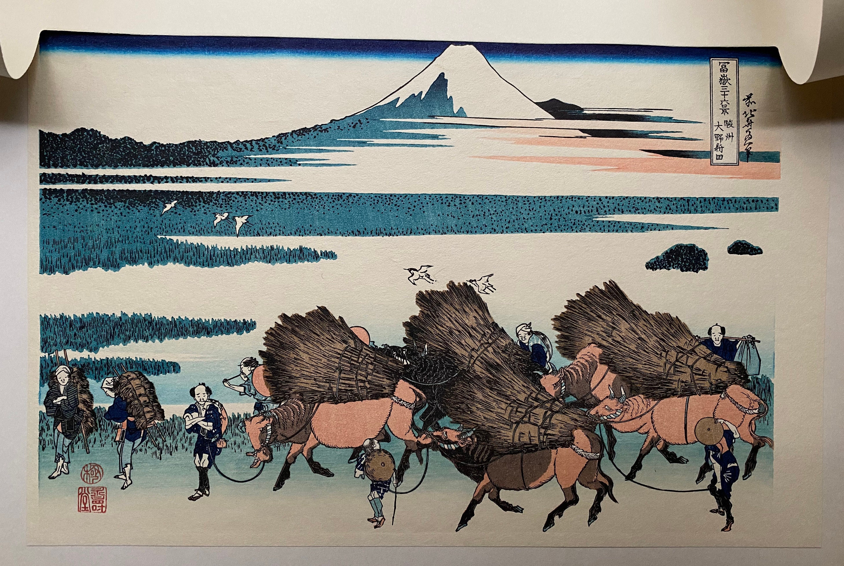 Japanese Ukiyo-e Woodblock Print, Hokusai, "view From Ohno Shinden in ...