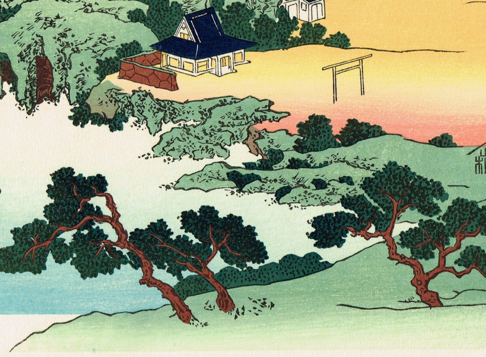 Japanese Ukiyo-e Woodblock Print, Hokusai, "sunset Glow at Jungai" - Etsy