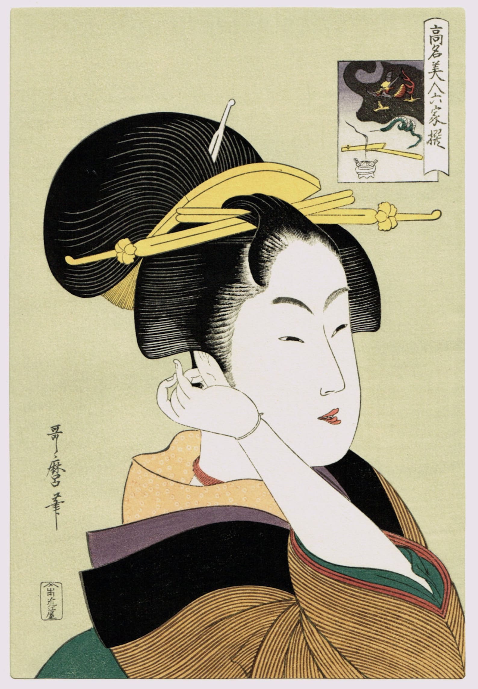 Japanese Ukiyo-e Woodblock Print, Utamaro, "tatsumi Roko" - Etsy