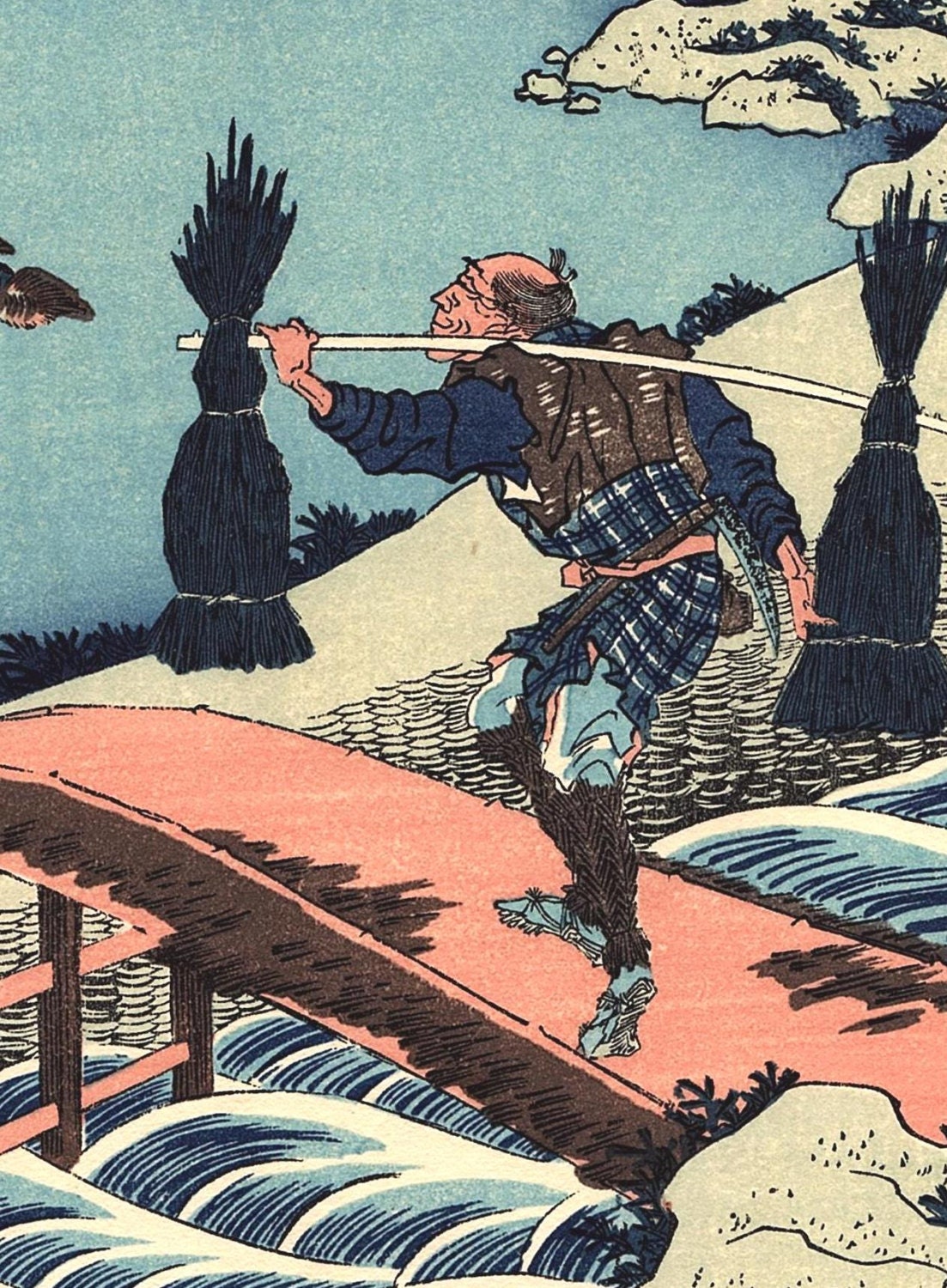 Prints Japanese Ukiyo-e Woodblock print Hokusai The Gatherer of Rushes ...