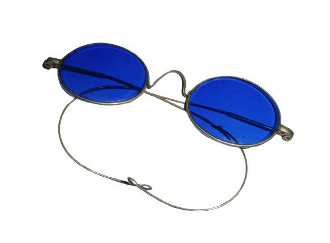 Victorian BLUE TINTED GLASSES, Antique Blue Glass Lens Spectacles, Non ...