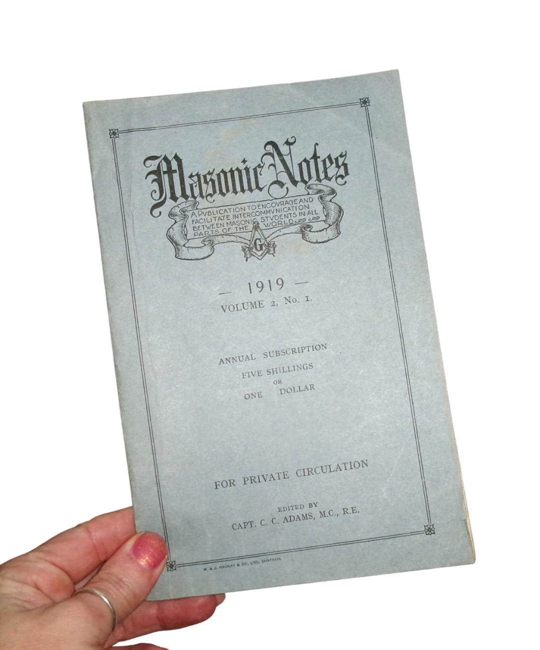1919 MASONIC NOTES Vol 1 No. 2, Rare Antique Freemasonic Publication ...