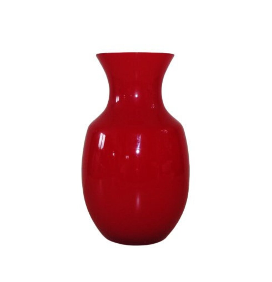 Mid Century RED GLASS Cased VASE Stunning Vintage Bright Red - Etsy