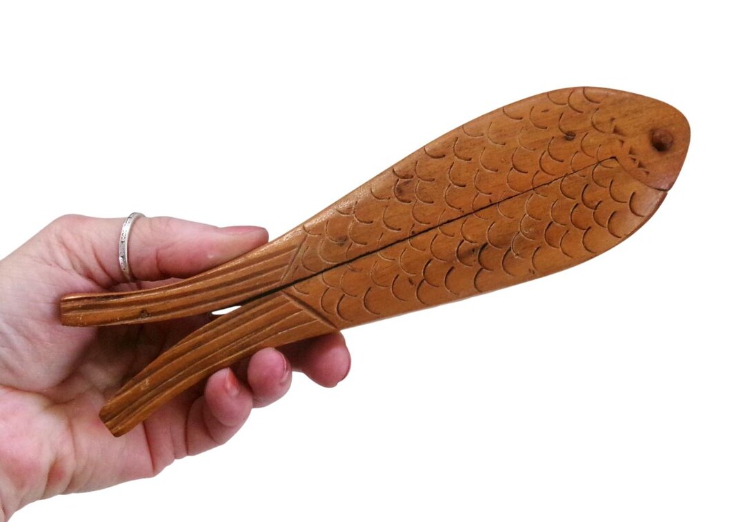 Vintage SCANDINAVIAN FISH NUTCRACKER, Carved Wood Large Folk Art Fish ...