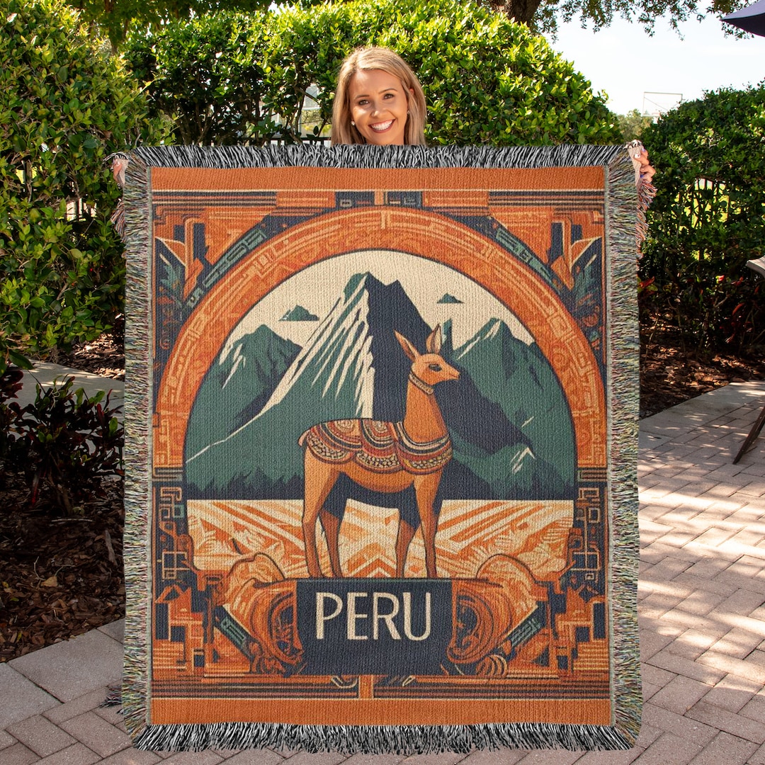 Peru Gift Llama Peruvian Souvenir Manta Tejida Vintage Style Andes ...