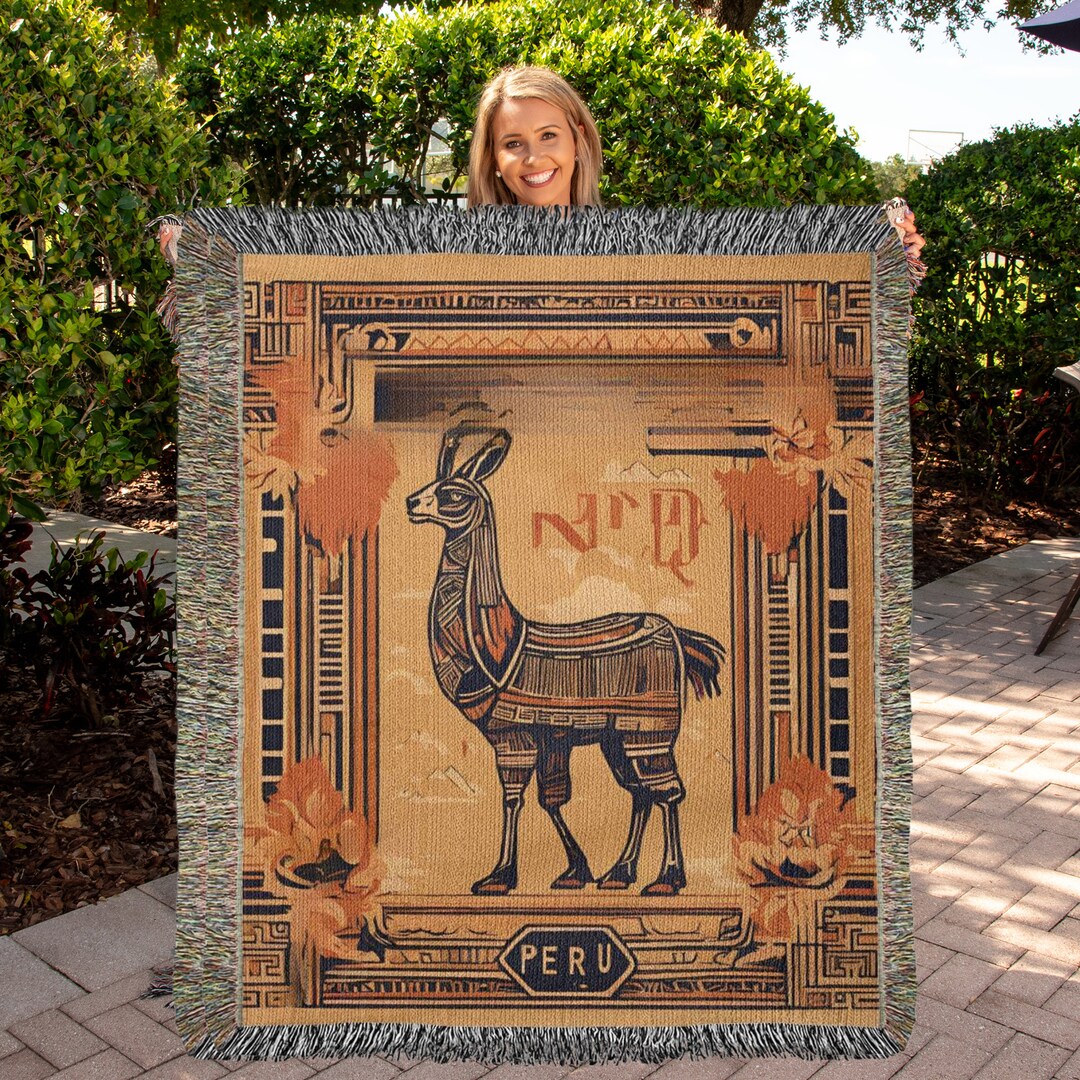 Peru Gift Llama Blanket: Vintage Andes and Alpaca Design Heirloom Woven ...