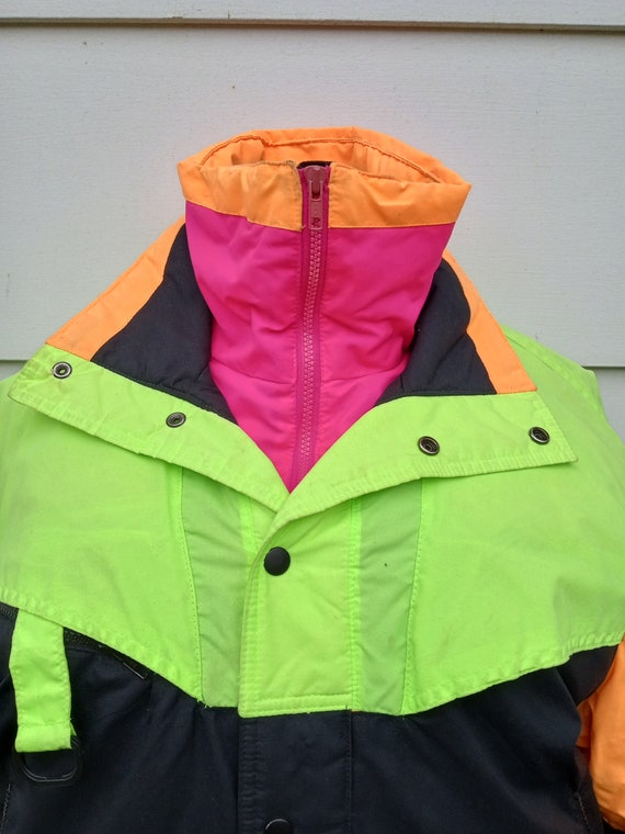 Vintage Black and Neon Ski Jacket Size Small - Gem