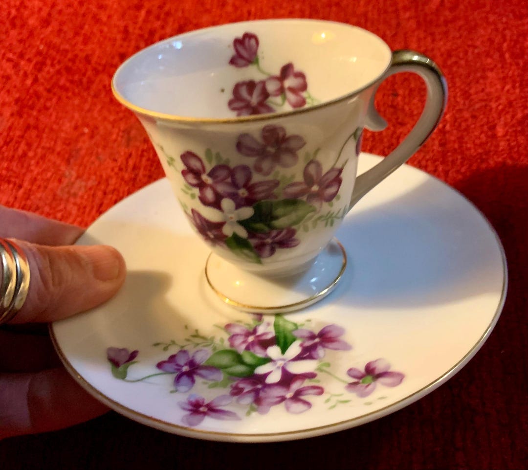 Vintage Hal-sey Halsey Fifth Small Teacup Tea Cup Saucer Set Violets - Etsy