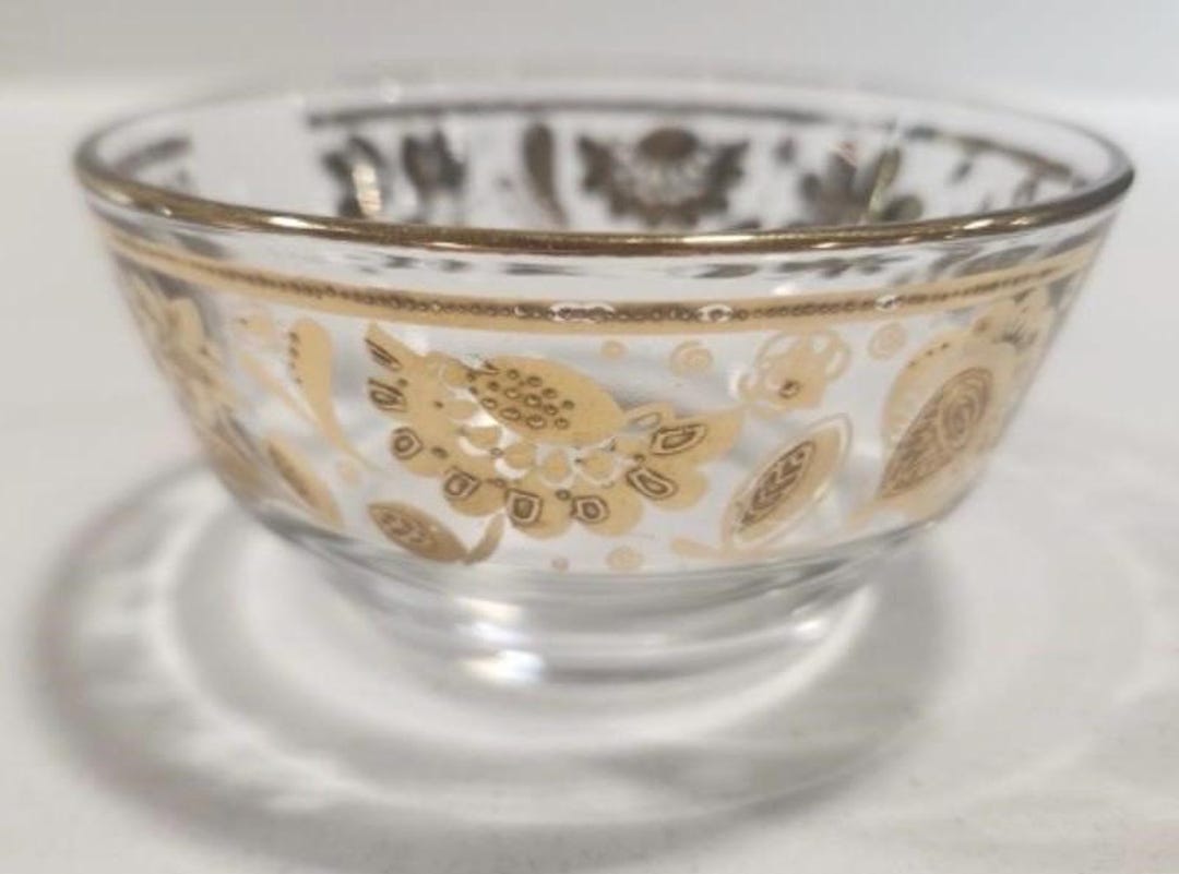 Vintage MCM Small Culver Bowl Dish Antique Gold Floral Border 4 Inches ...
