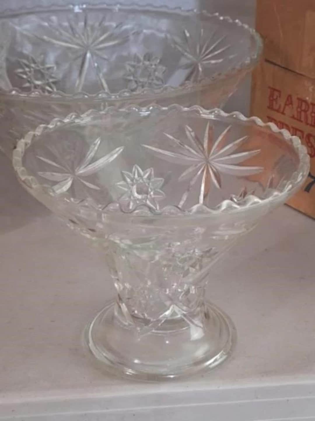 Vintage MCM Early American Prescut Crystal Anchor Hocking Star of David ...