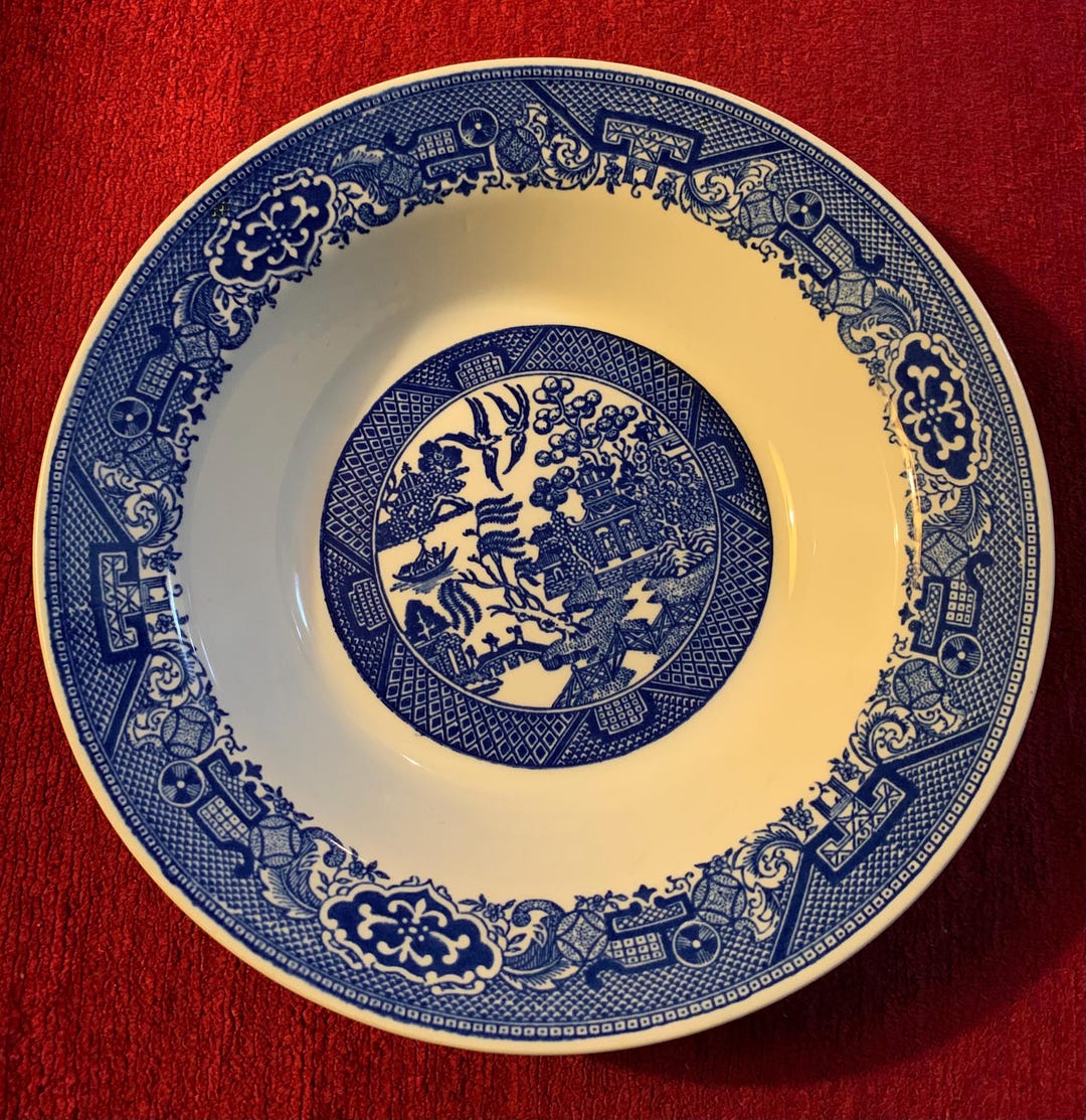 Vintage Willow Ware Delft Blue Bowl Dish MCM 8.5 Inches in Diameter ...