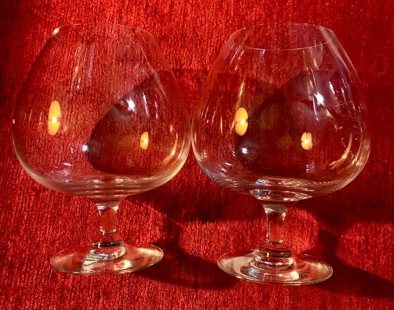 Orrefors Vintage Brandy Snifter Pair Set of 2 Two Crystal Balloon ...