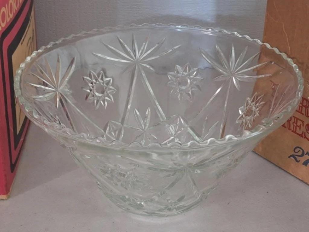 Vintage MCM Early American Prescut Crystal Anchor Hocking Star of David ...