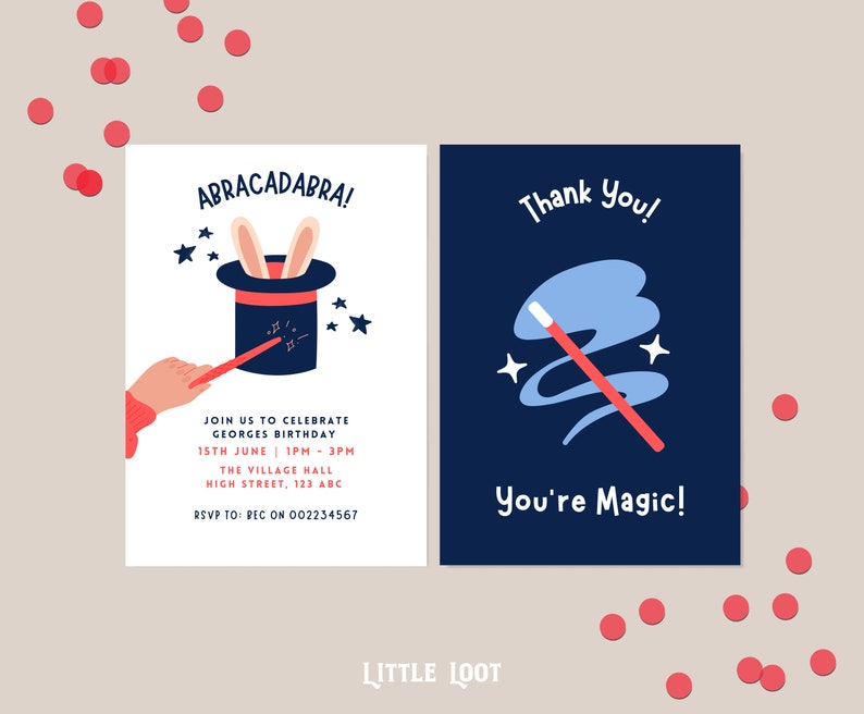 Magician Party Invite and Thank You Card Bundle. Magic Party Printable ...