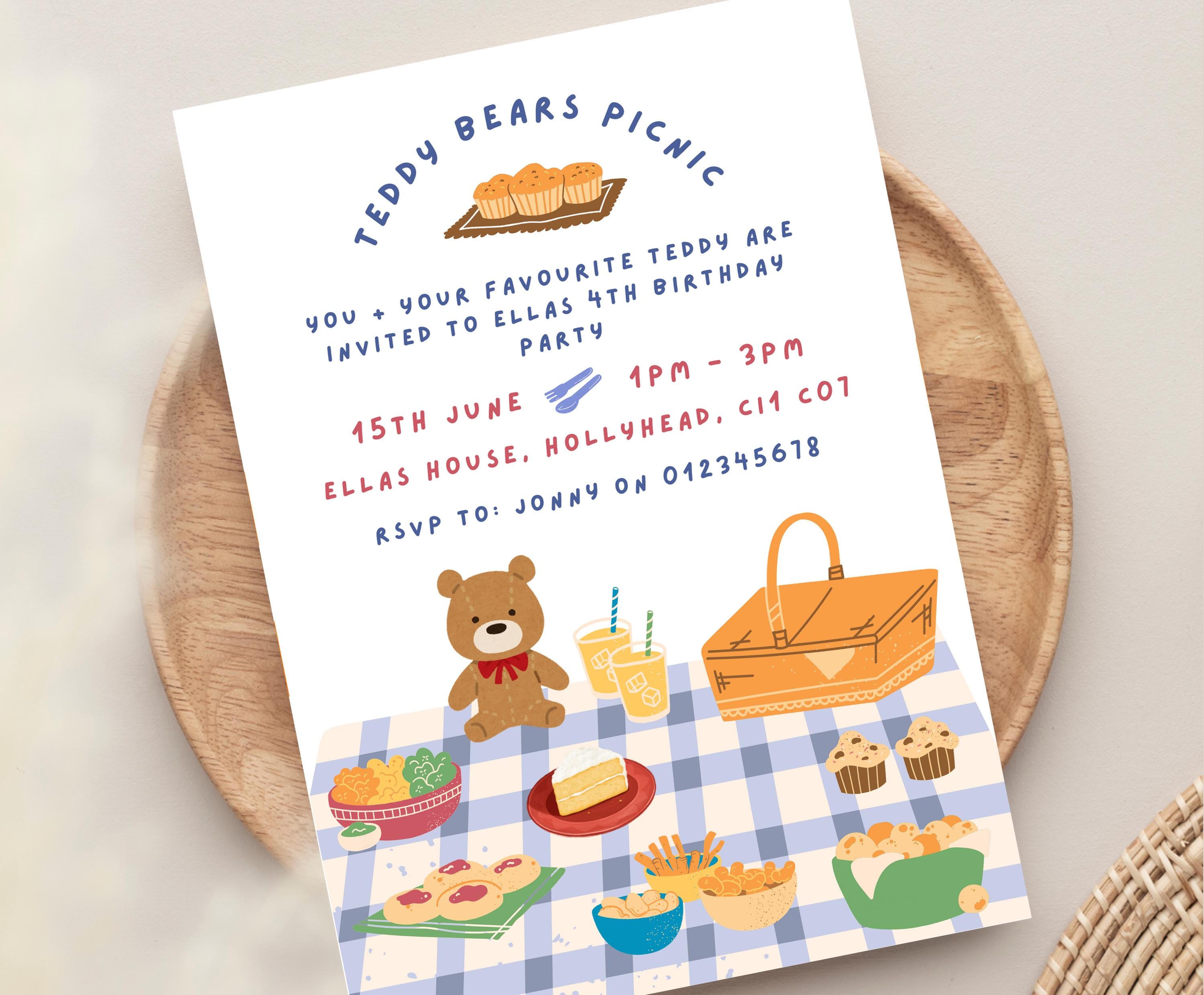 2X Teddy Bears Picnic Food Table Cards. Teddy Bear Picnic Theme. Teddy ...