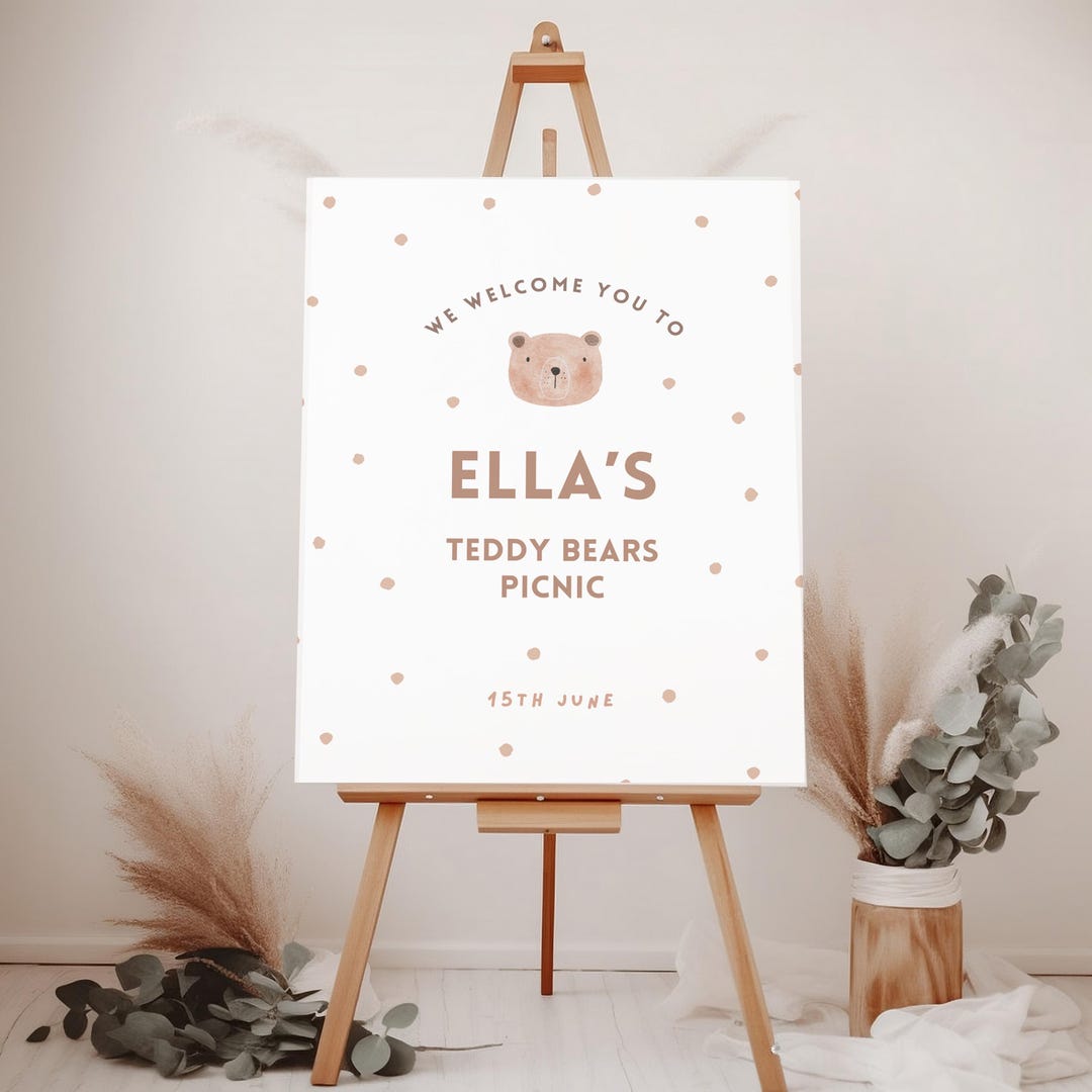 Teddy Bears Picnic Party Welcome Sign. Teddy Bear Party Sign. 1st ...