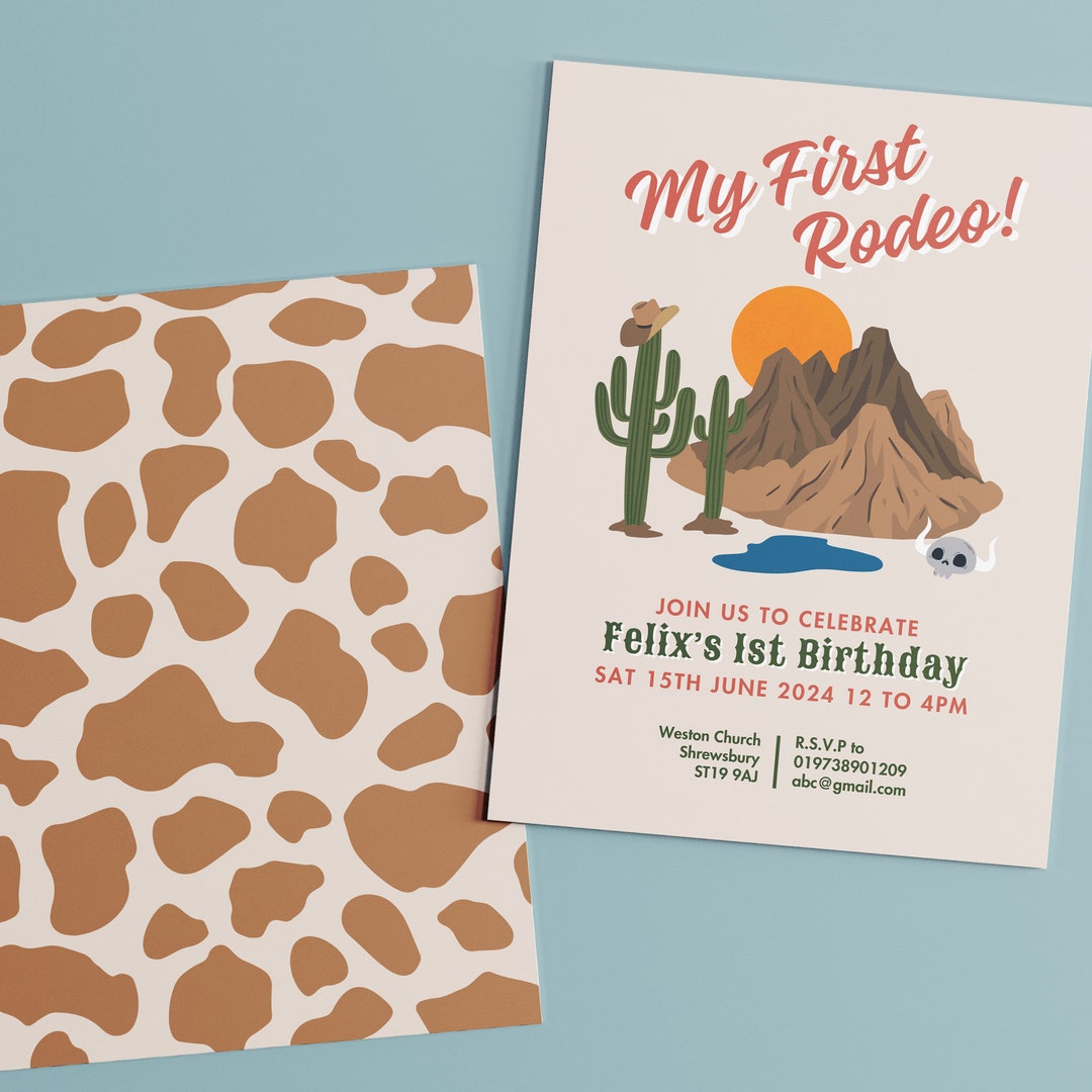 Editable My First Rodeo Invitation for First Birthday Party. Cowboy ...