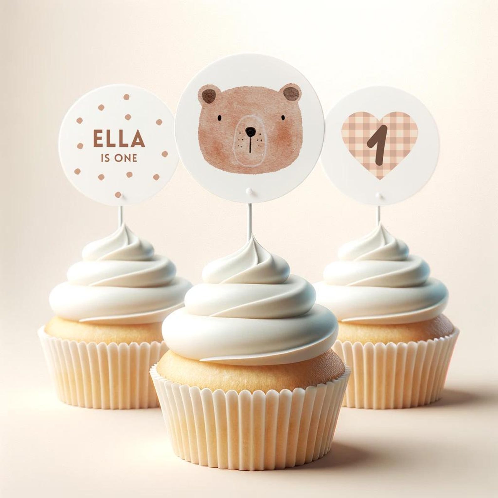 CUPCAKE TOPPERS - Teddy Bears Picnic. 1st Birthday Party Pintables ...