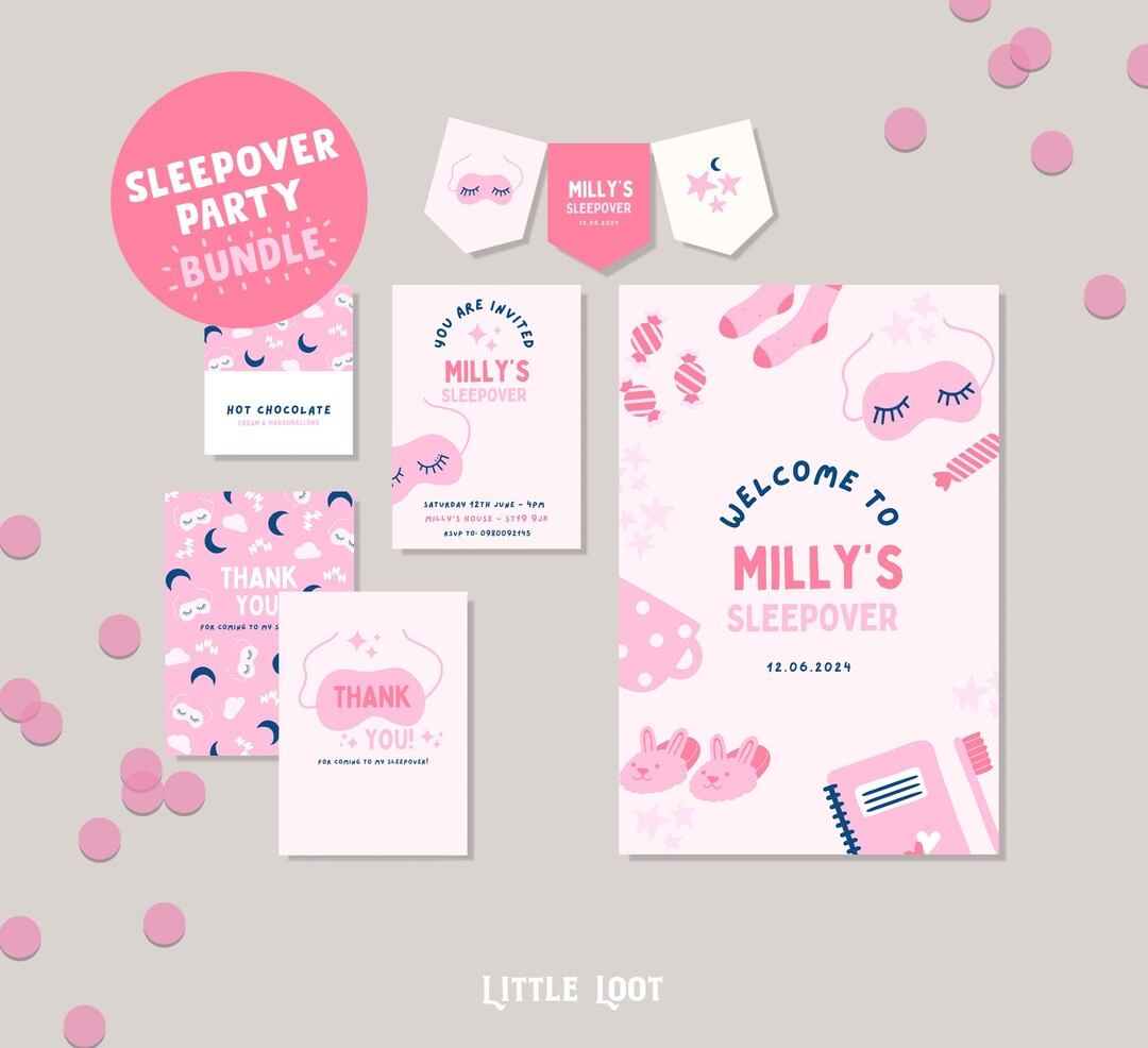 Editable Sleepover Party Bundle. Girls Slumber Party Printables. Pyjama ...