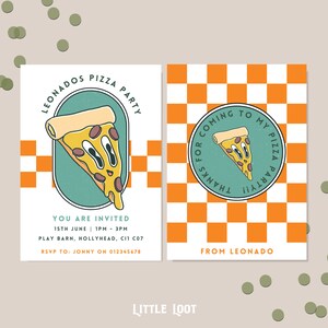Pizza Party Invitation and Thank You Card Bundle. Pizza Party Printable ...