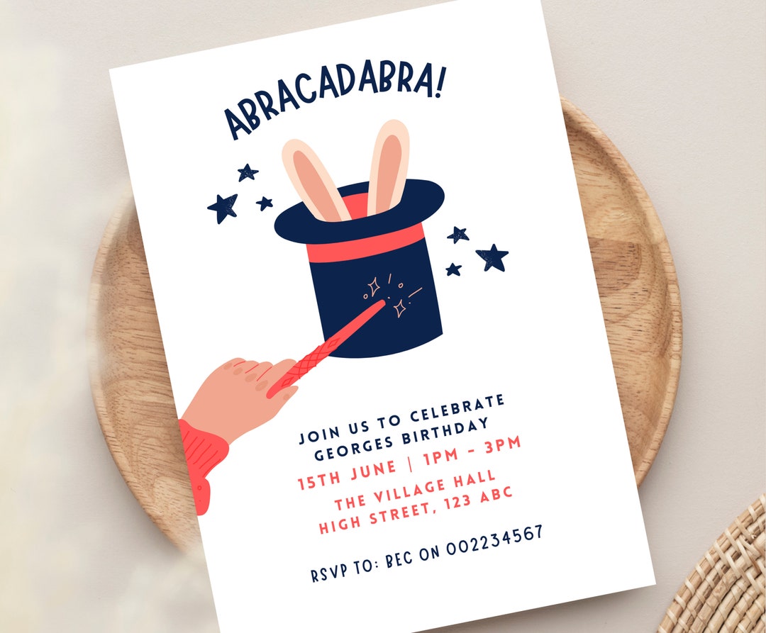Magician Party Invite and Thank You Card Bundle. Magic Party Printable ...