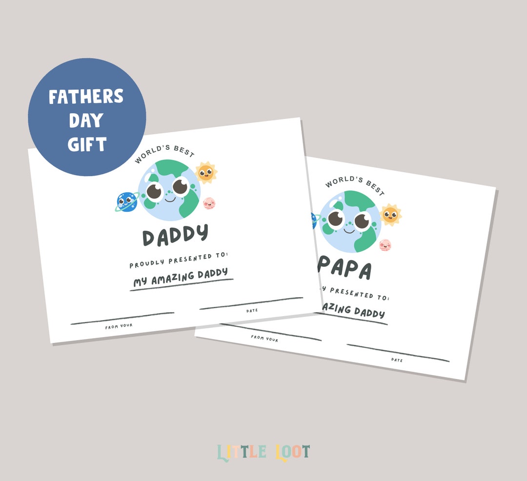 EDITABLE Father's Day Certificate Personalized Kids Gift for Dad Best ...