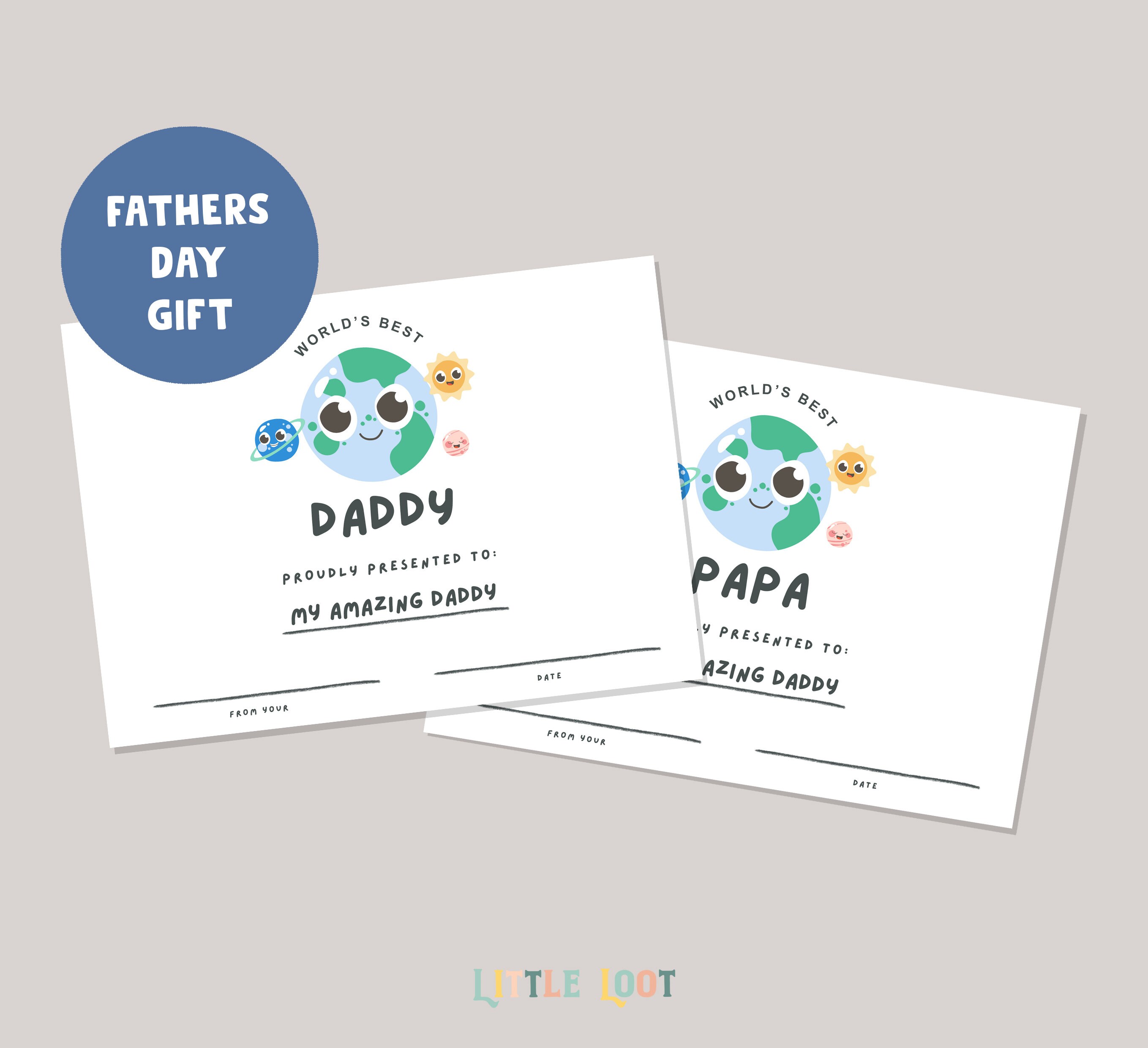 EDITABLE Father's Day Certificate Personalized Kids Gift for Dad Best ...