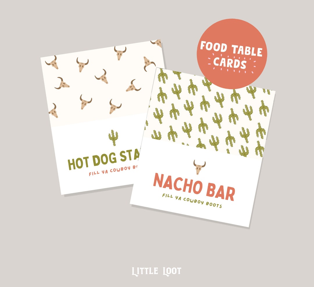 First Rodeo Food Table Cards. Western Cowboy First Rodeo Theme. 1st ...