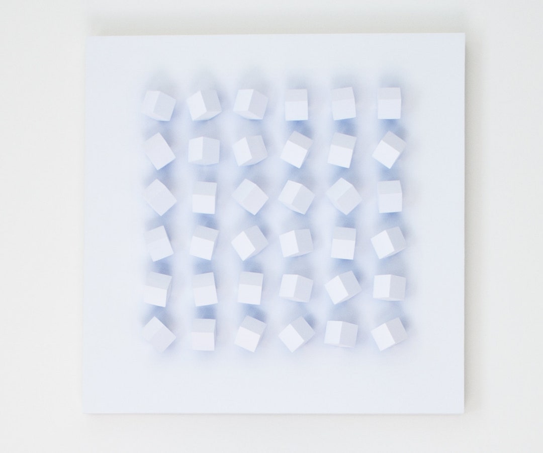 Modern Wall Art Sculpture Block Art Geometric Minimalist Grid Pattern ...