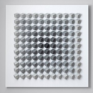 Modern Wall Art Sculpture Block Art Cubist Geometric Grid Pattern ...