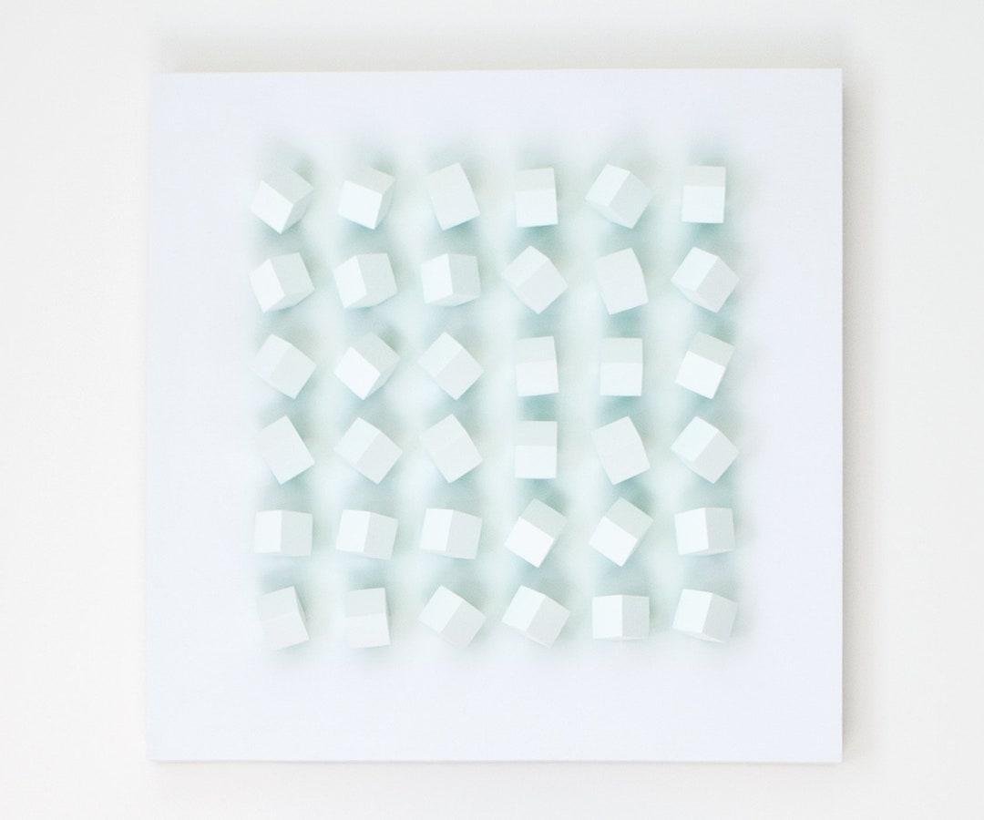 Modern Art Wall Sculpture Block Art Geometric Minimalist Grid Pattern ...