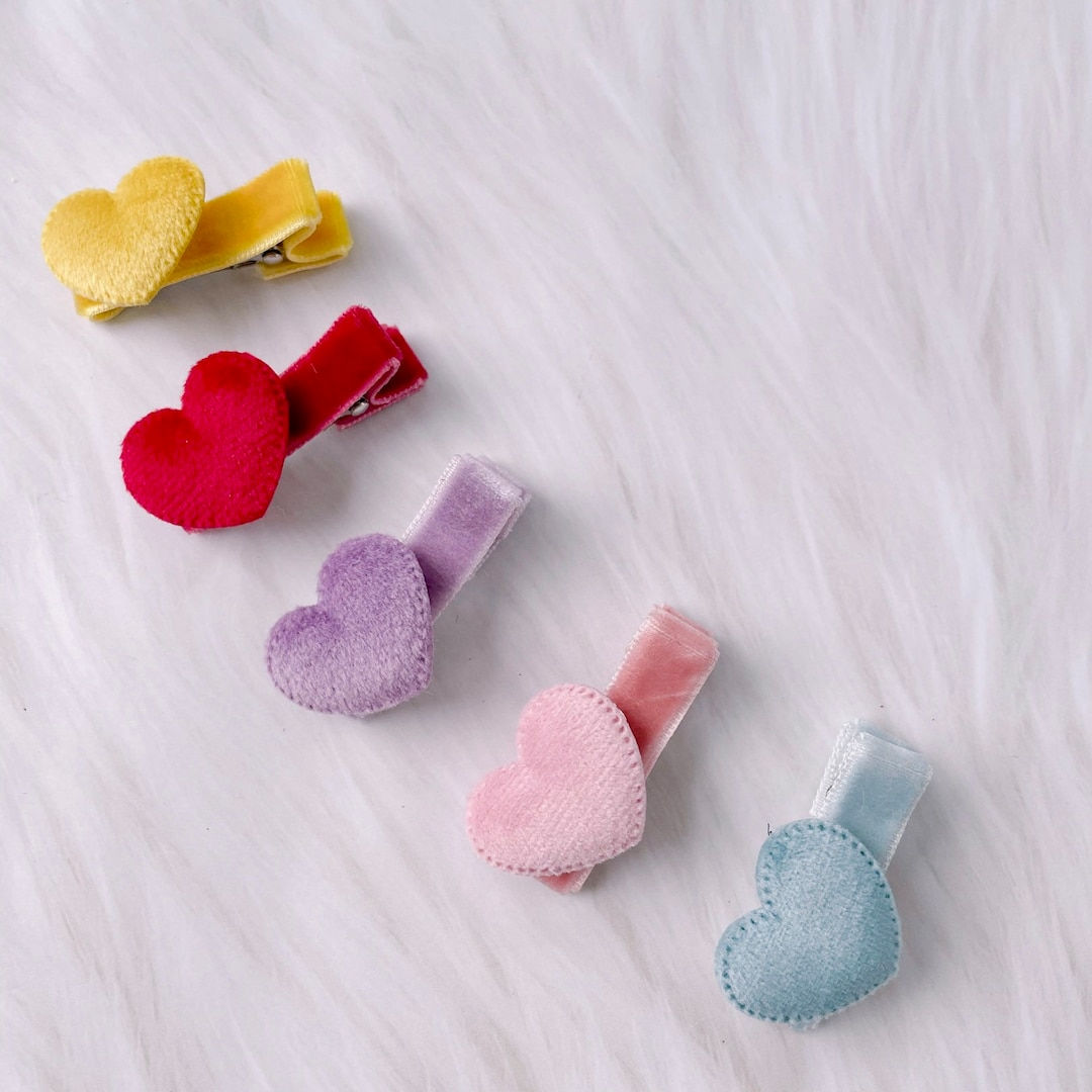 Velvet Heart Baby Clips| Small Baby Hair Clips| Gentle Accessories for ...