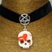 Creepy Cute Black Velvet Choker With Flat Resin Skull and - Etsy