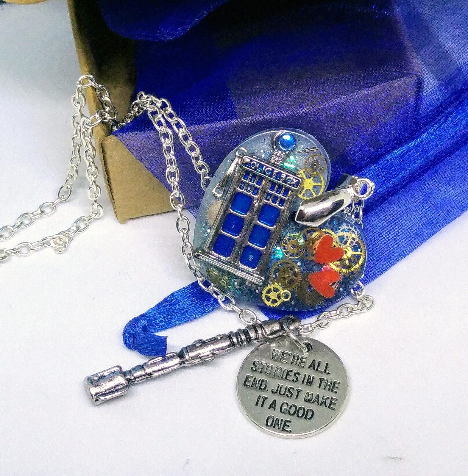 Resin Tardis Necklace Doctor Who Quote Stamped Charm and - Etsy UK