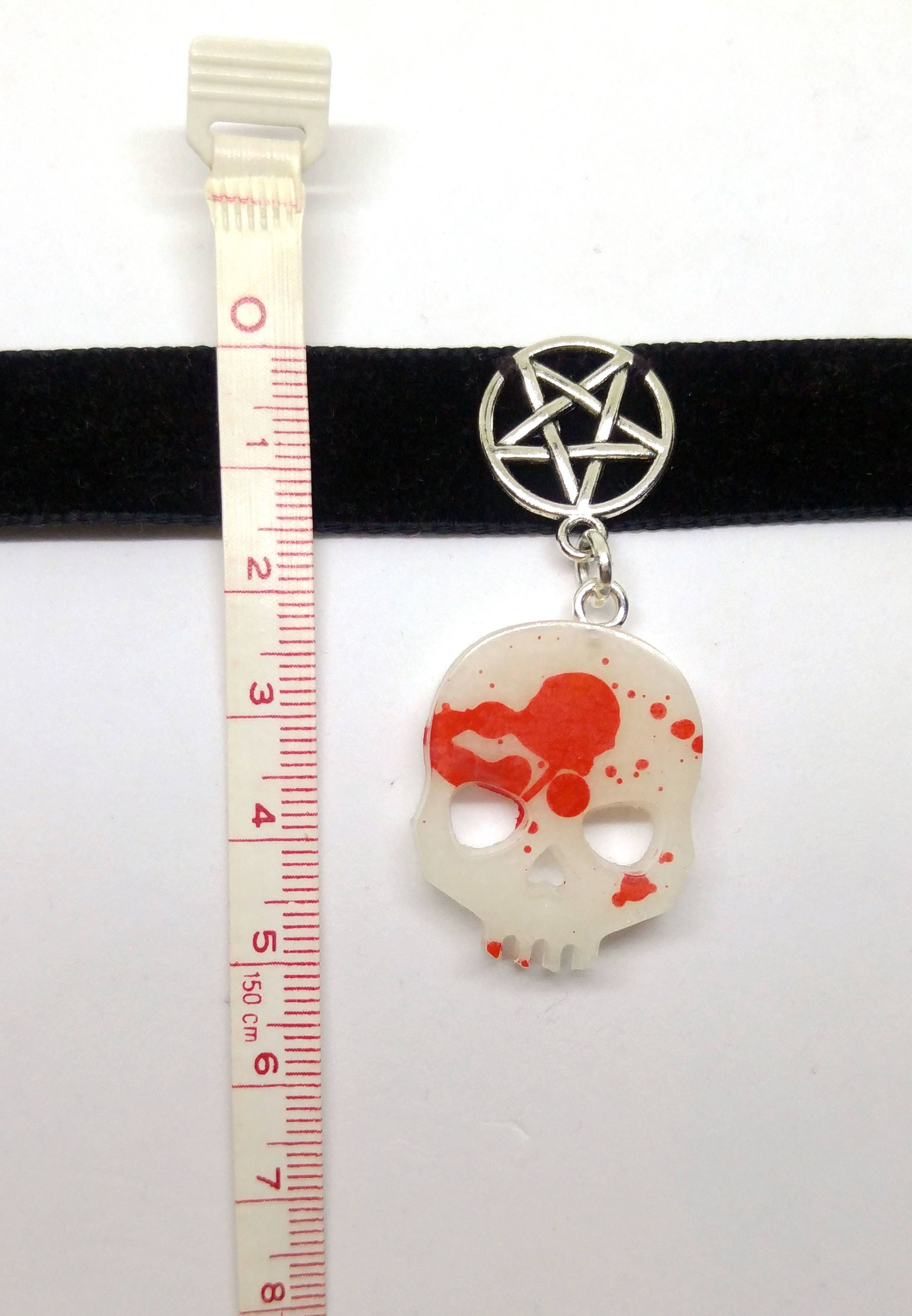 Creepy Cute Black Velvet Choker With Flat Resin Skull and | Etsy