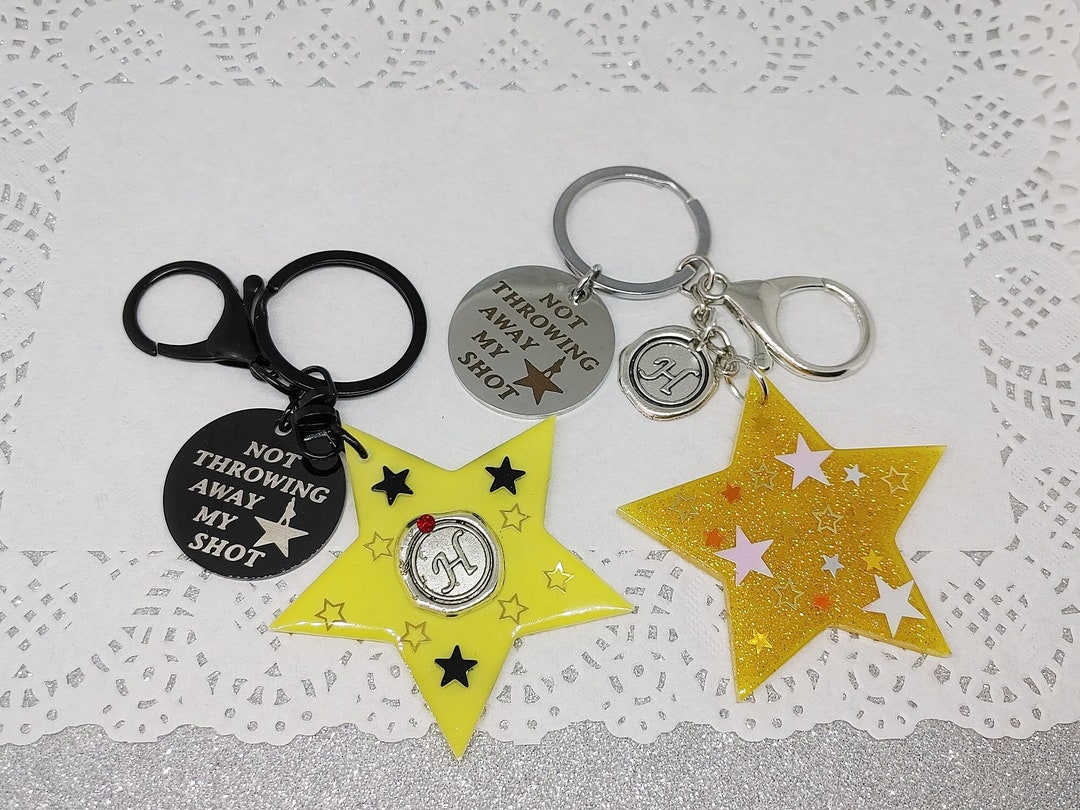 Not Throwing Away My Shot! Hamilton the Musical Inspired Keychain With Stamped Pendant and Resin ...