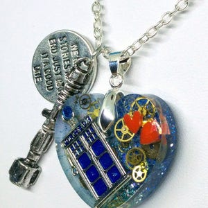 Resin Tardis Necklace, Doctor Who Quote Stamped Charm and Steampunk ...