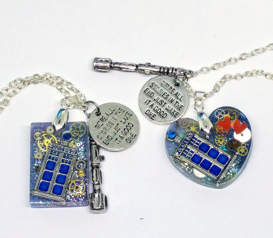 Resin Tardis Necklace, Doctor Who Quote Stamped Charm and Steampunk ...