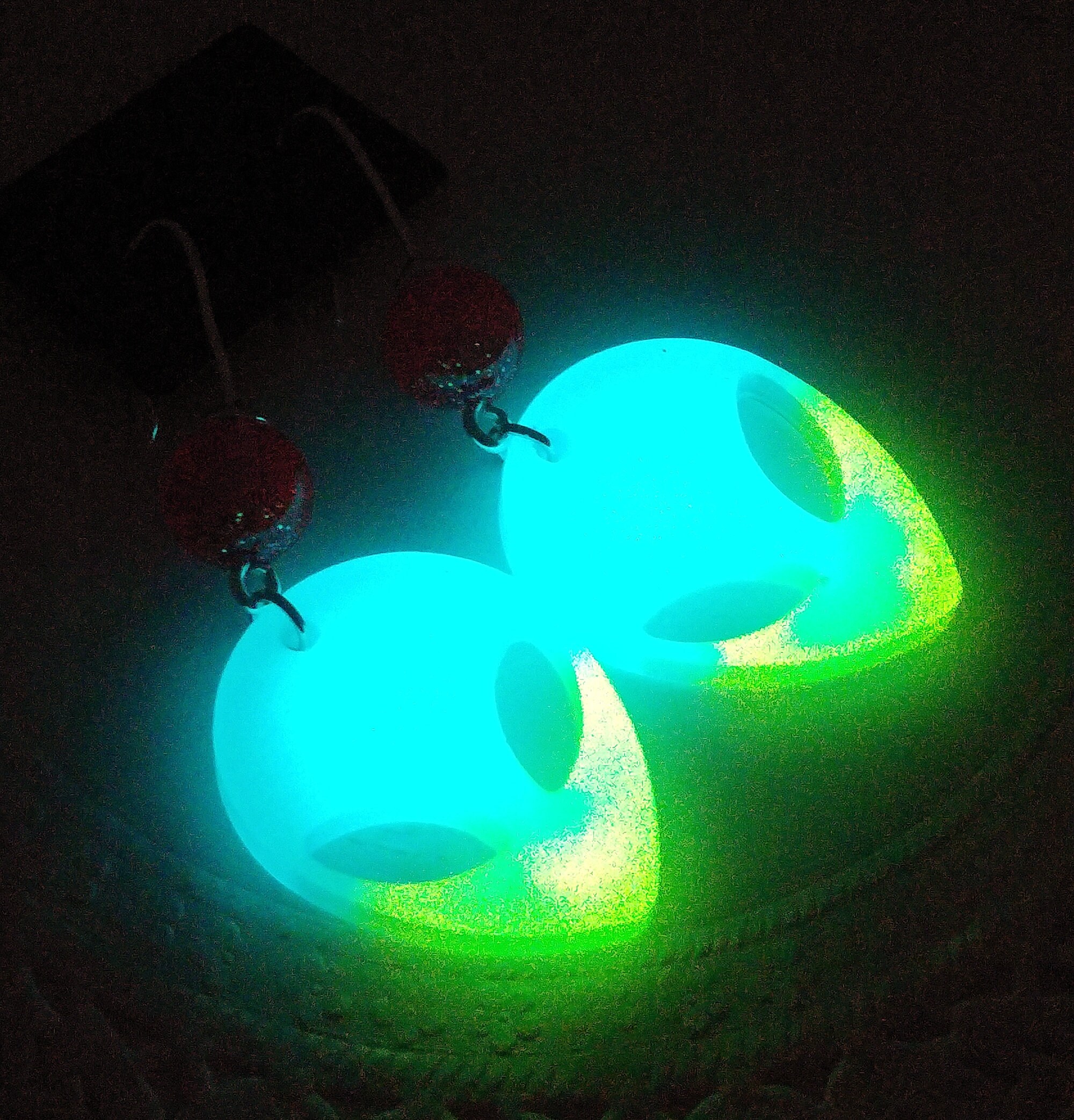 Alien Head Glow in the Dark Earrings Resin Blue and Yellow | Etsy