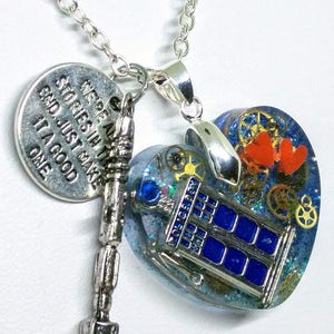 Resin Tardis Necklace, Doctor Who Quote Stamped Charm and Steampunk ...