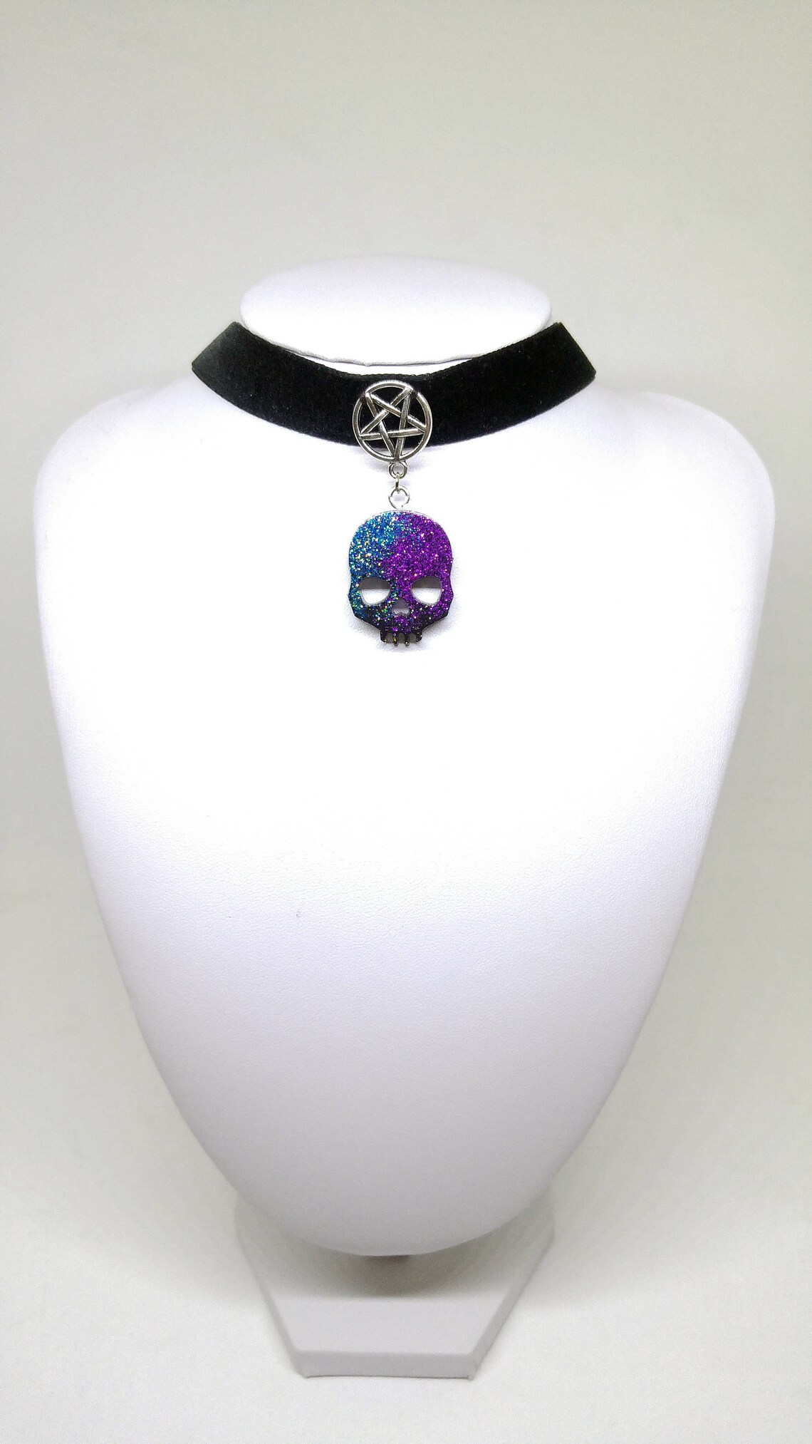 Creepy Cute Black Velvet Choker With Flat Resin Skull and - Etsy