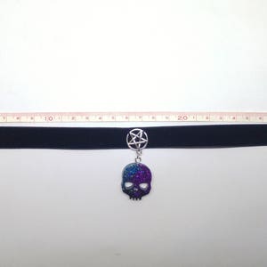 Creepy Cute Black Velvet Choker With Flat Resin Skull and Pentacle ...