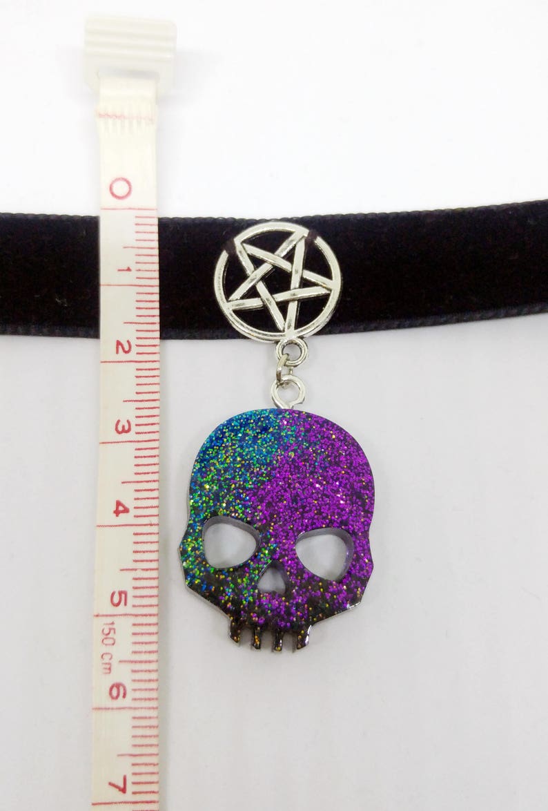 Creepy Cute Black Velvet Choker With Flat Resin Skull and - Etsy