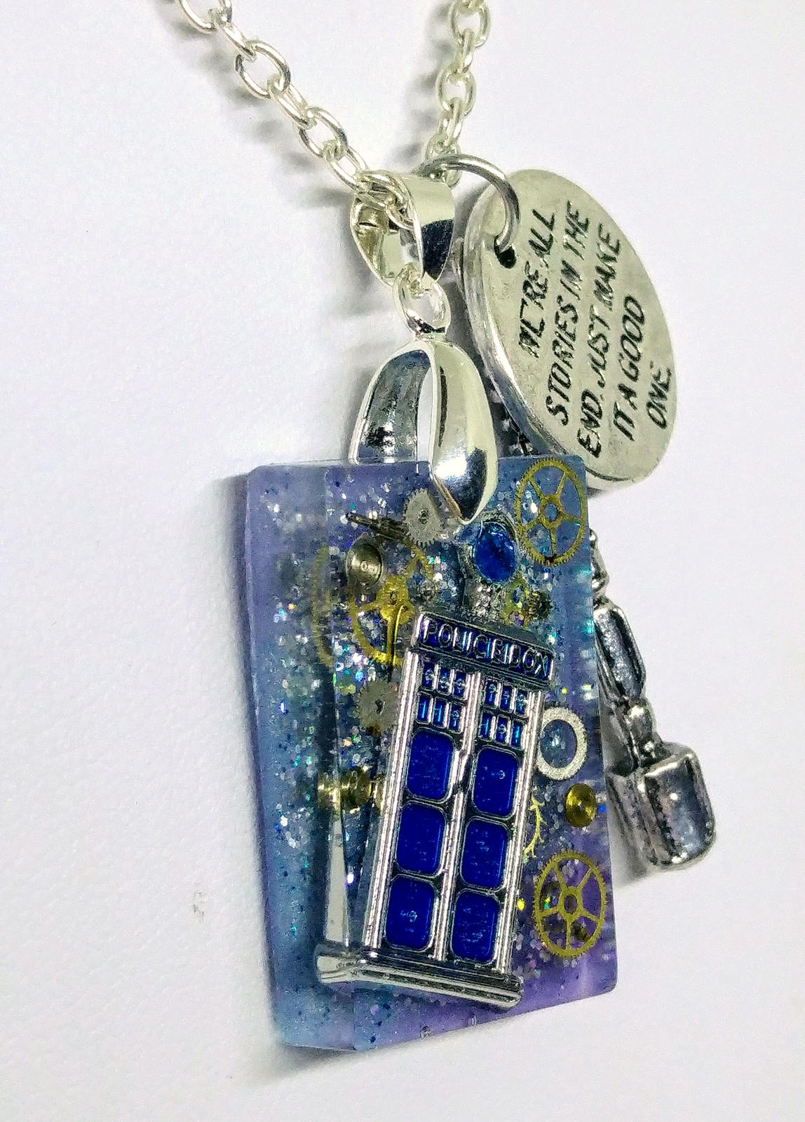 Resin Tardis Necklace, Doctor Who Quote Stamped Charm and Steampunk ...