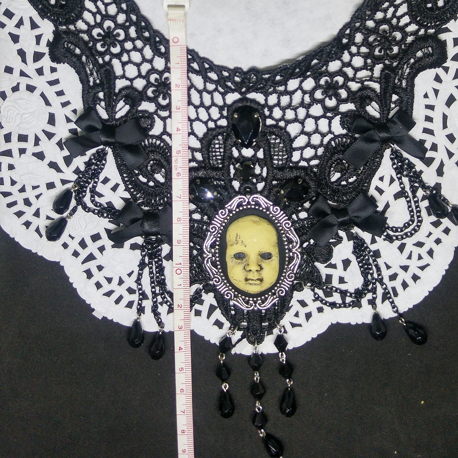 Victorian Gothic Black Lace Choker With Scary Doll Face Cameo - Etsy
