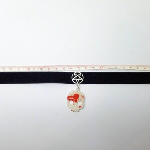 Creepy Cute Black Velvet Choker With Flat Resin Skull and Pentacle ...