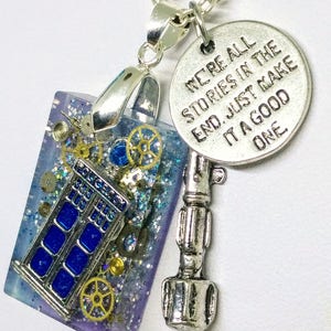Resin Tardis Necklace, Doctor Who Quote Stamped Charm and Steampunk ...